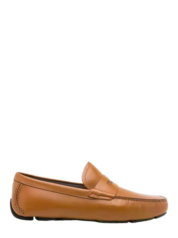 FERRAGAMO Leather Penny Driving Loafers - Brown