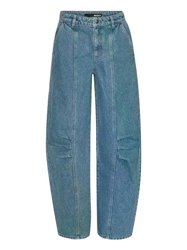 ROTATE BY BIRGER CHRISTENSEN Paneled Straight Leg Jeans - Blue