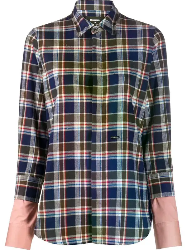 Dsquared2 Layered-sleeves Plaid Shirt - Blue