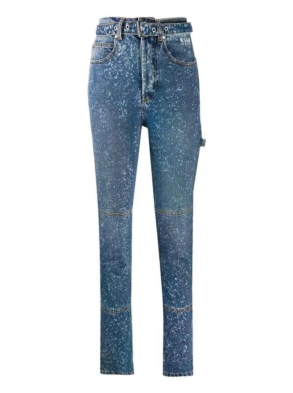 MSGM Paint-splattered Slim-fit Jeans - Blue
