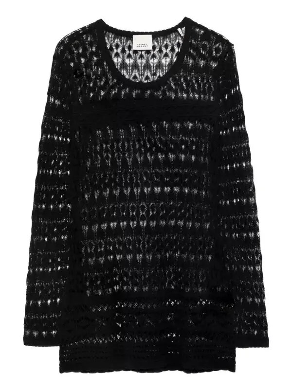 Isabel Marant Crochet Bell-sleeve Top - Black