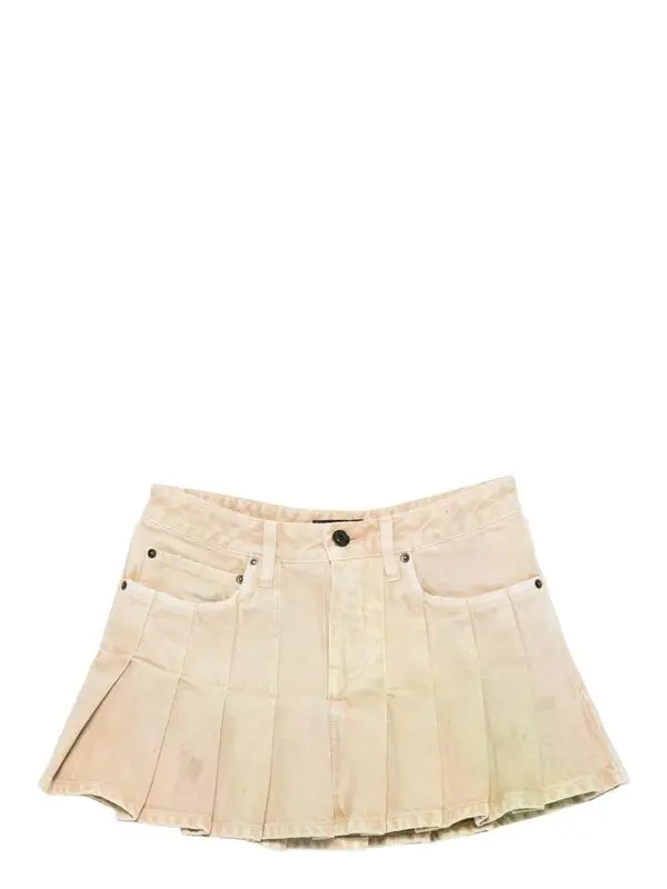 Balenciaga Pleated Denim Mini Skirt - Neutrals
