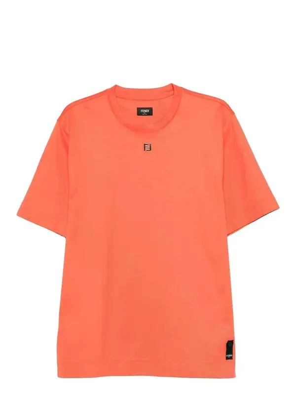 Fendi Logo-plaque Cotton T-shirt - Orange