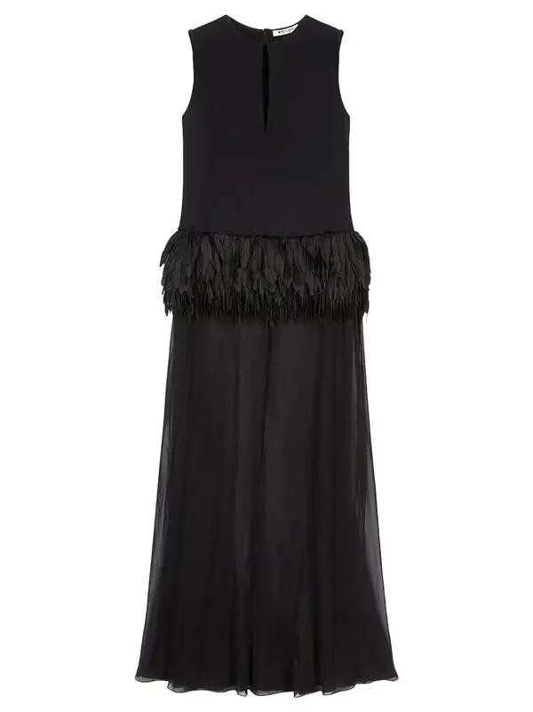 Ports 1961 Feather-embellished Maxi Dress - Black