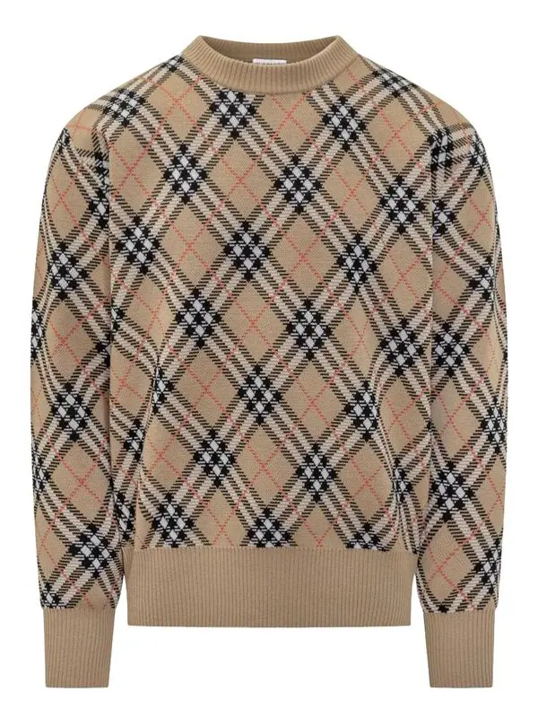 Burberry Gregory Tartan Jacquard Knit Sweater - Beige