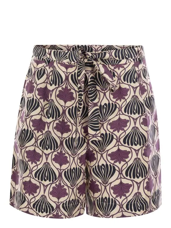 Max Mara Metello Printed Silk Short Trousers - Purple
