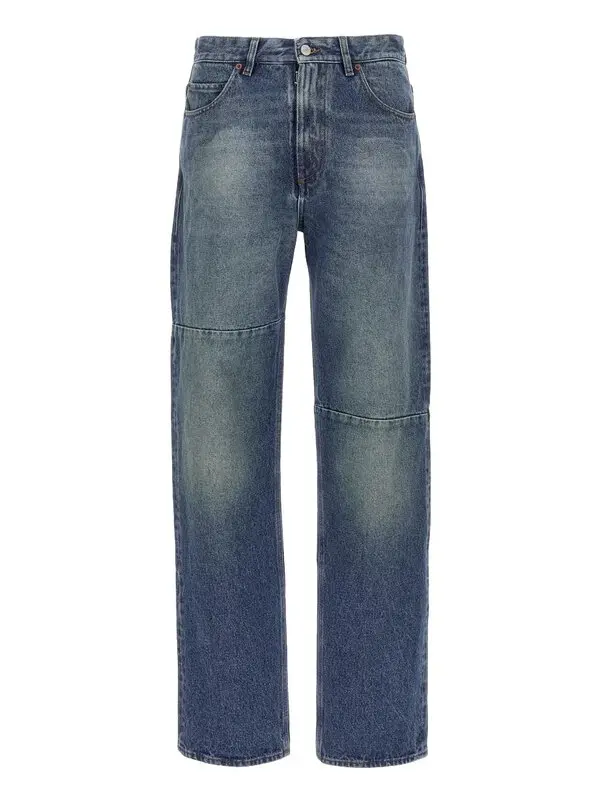 MAISON MARGIELA Asymmetric Stitching Straight Leg Jeans - Blue