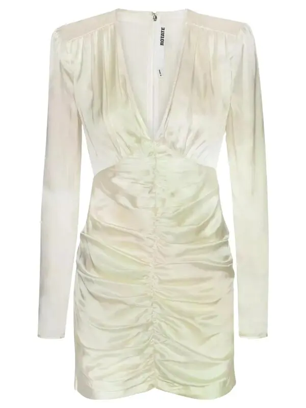 ROTATE BY BIRGER CHRISTENSEN Gathered Satin Mini Dress - Neutrals