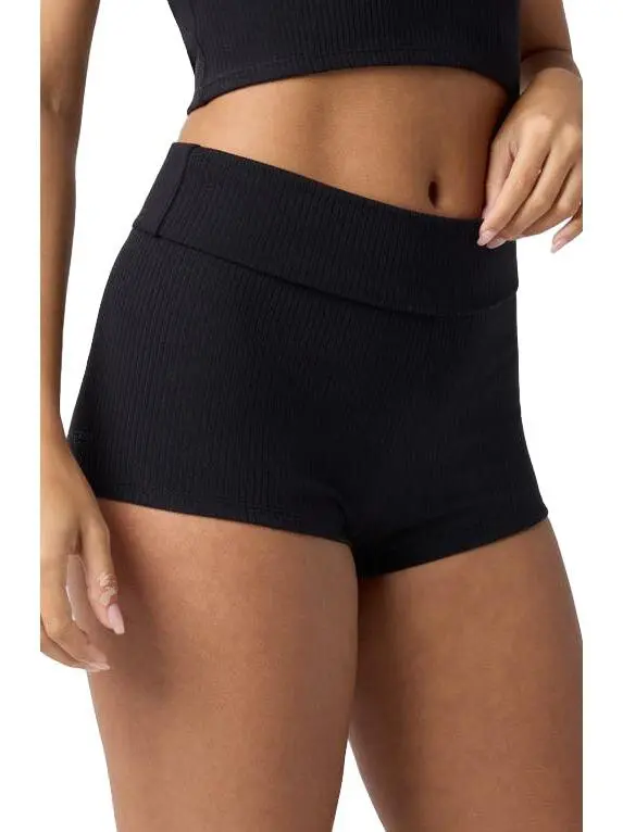 FLORENCE BY MILLS Shortie Ribbed Shorts - Black