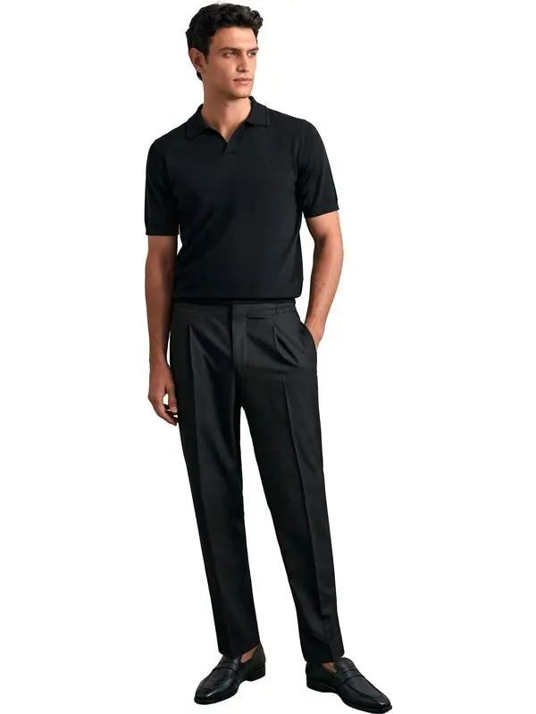 REISS Hove Tapered Drawstring Trousers - Black