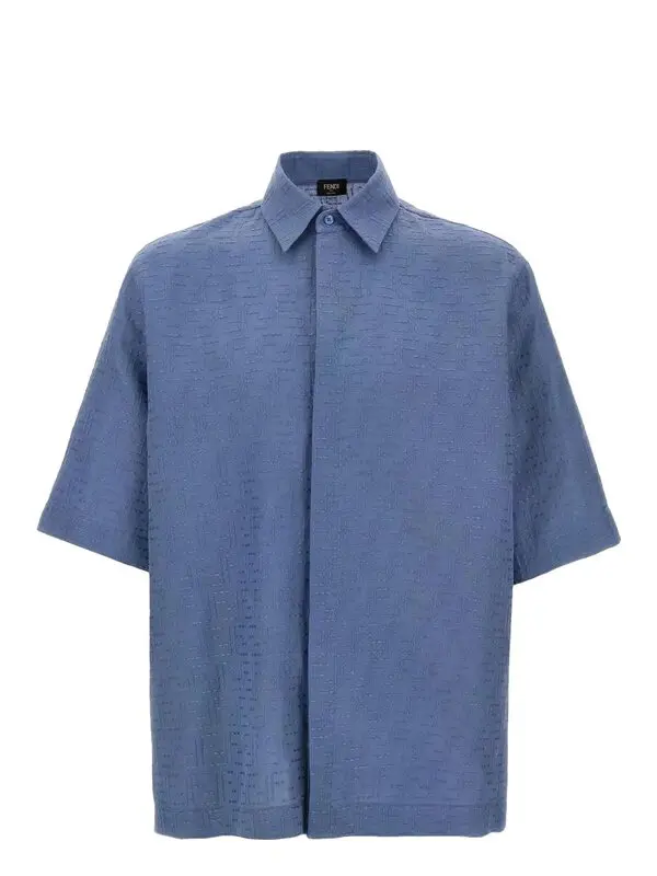 Fendi Ff-motif Short-sleeved Shirt - Blue