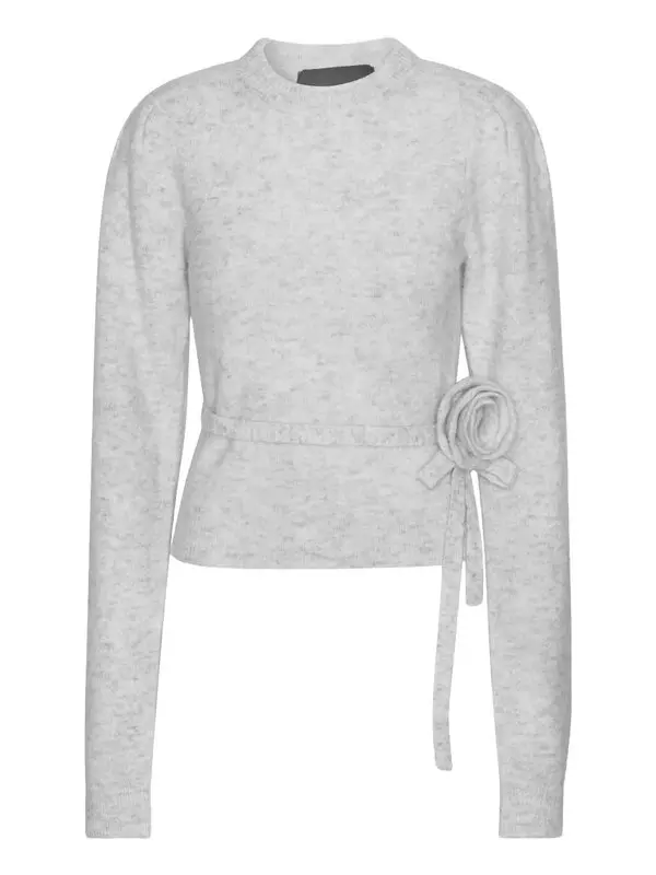 ROTATE BY BIRGER CHRISTENSEN Rose-embellished Crewneck Sweater - Grey