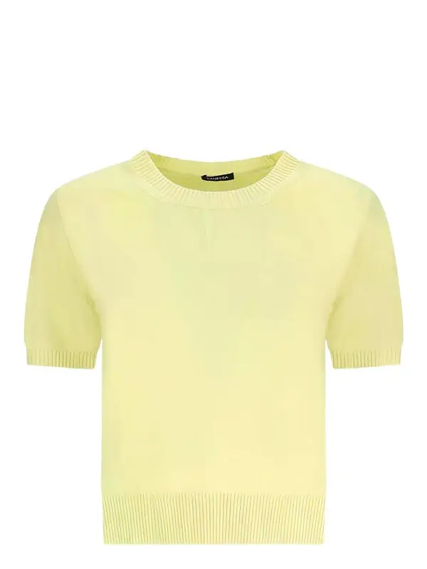 CANESSA Short-sleeve Knitted Top - Yellow