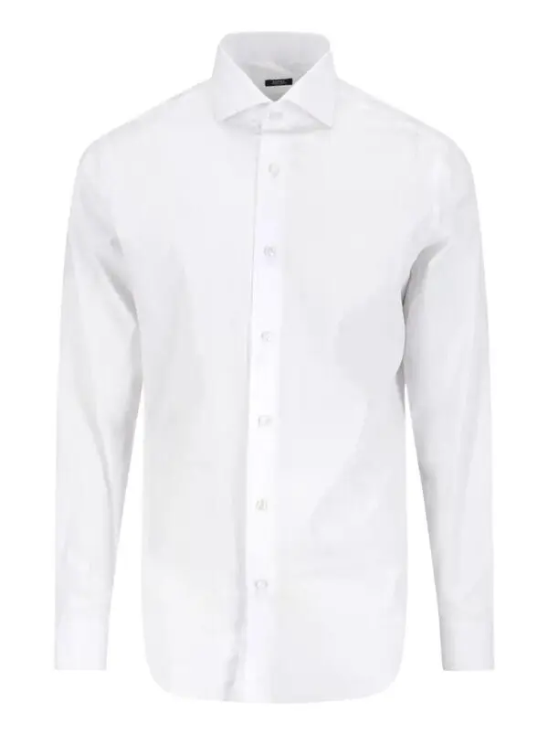 BARBA NAPOLI Long-sleeve Button-down Shirt - White