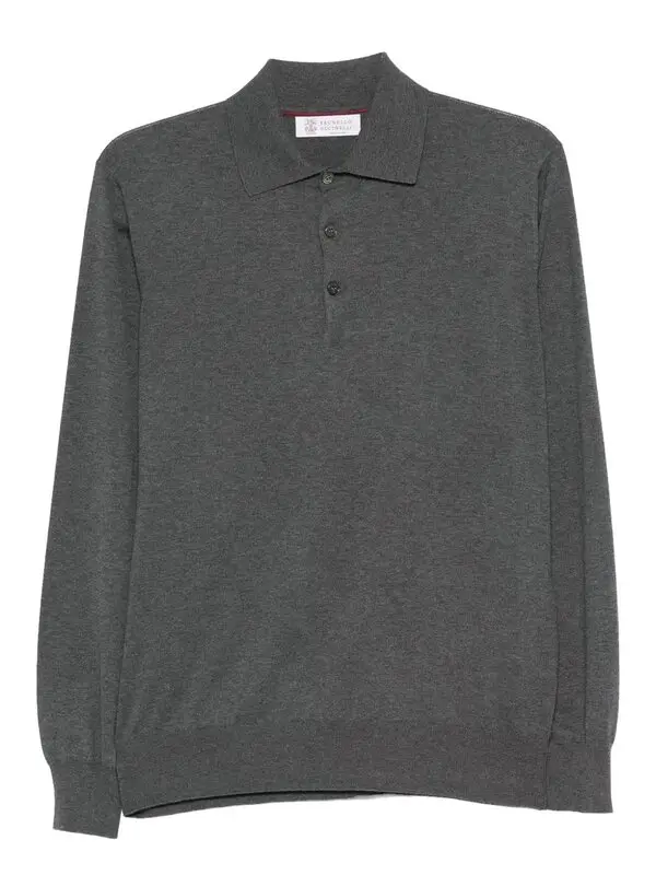 Brunello Cucinelli Long-sleeve Polo Shirt - Grey