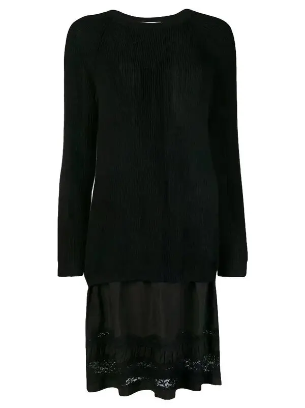 Moschino Lace-paneled Midi Dress - Black