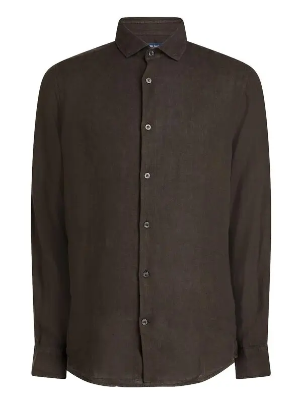 Frescobol Carioca Antonio Linen Shirt - Dark Brown