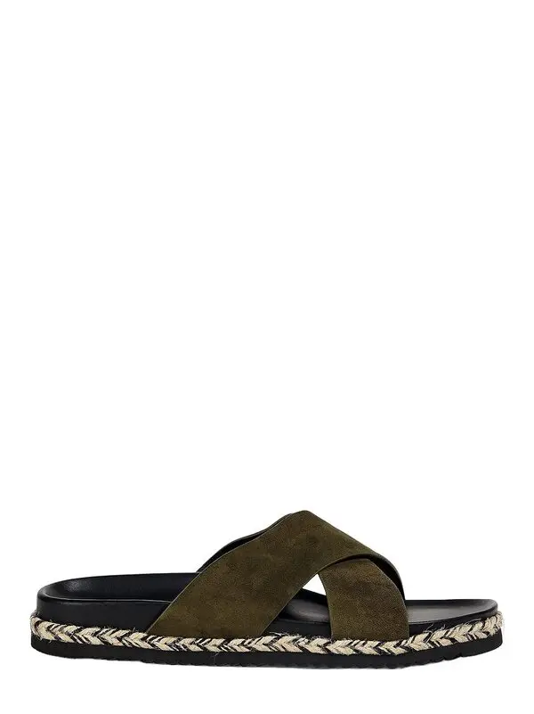 Frescobol Carioca Suede Espadrille Sandals - Army Green