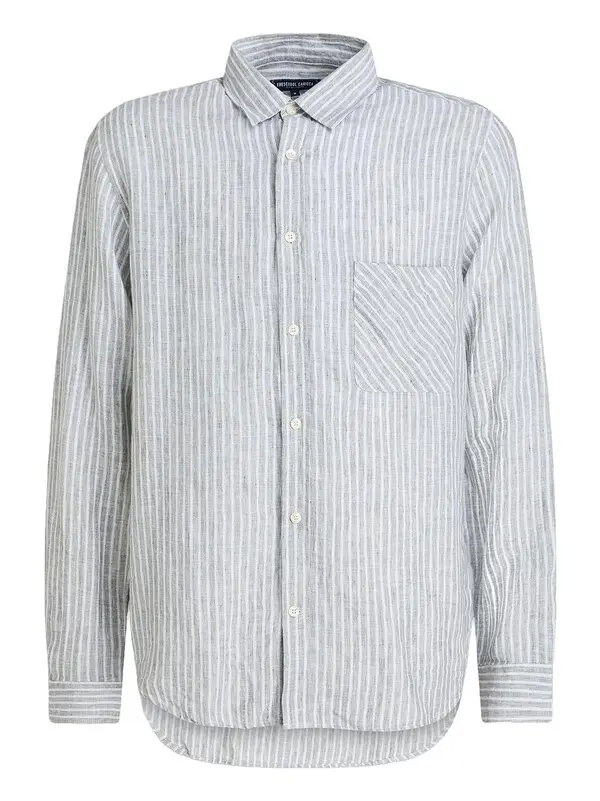 Frescobol Carioca Telles Striped Linen Shirt - Army Green