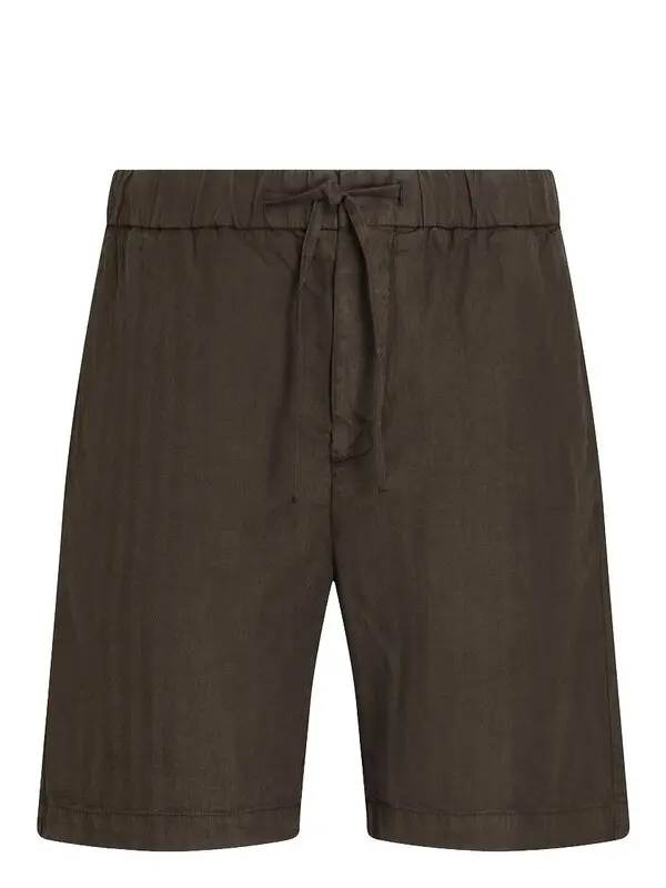 Frescobol Carioca Felipe Herringbone Lyocell-blend Shorts - Chocolate