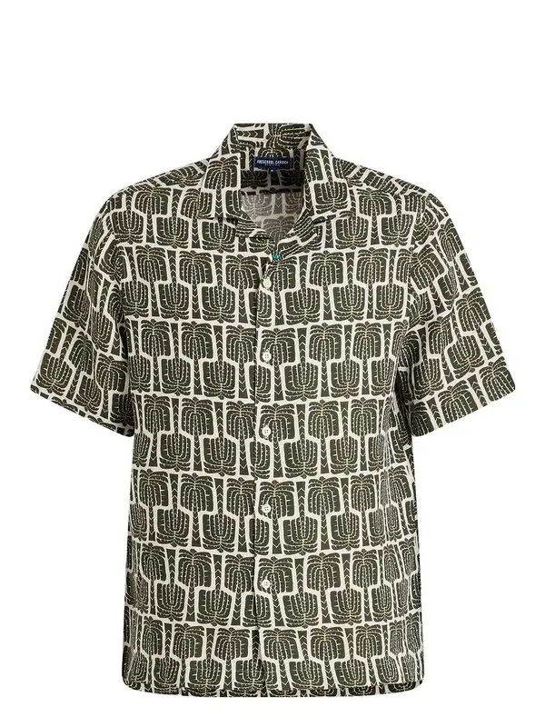Frescobol Carioca Roberto Printed Linen Shirt - Army Green