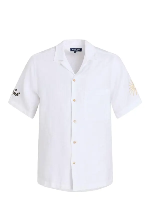Frescobol Carioca Alves Embroidered Linen Shirt - White