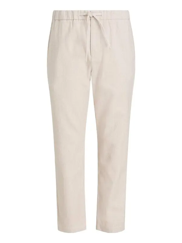Frescobol Carioca Oscar Herringbone Cotton And Cashmere-blend Drawstring Pants - Beige