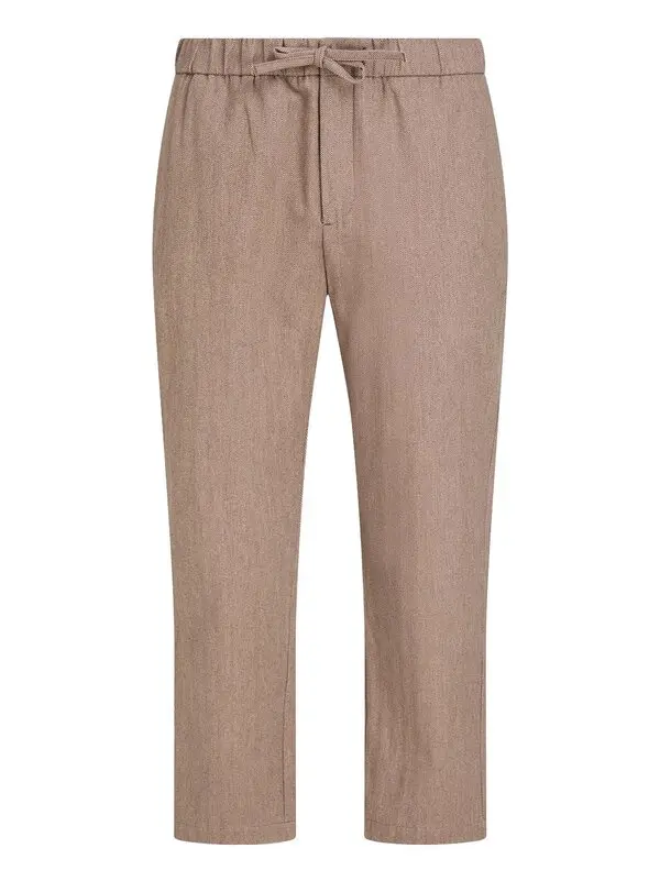 Frescobol Carioca Oscar Herringbone Cotton And Cashmere-blend Drawstring Pants - Brown