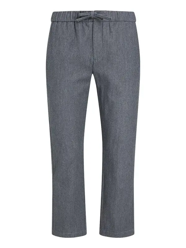Frescobol Carioca Oscar Herringbone Cotton And Cashmere-blend Drawstring Pants - Navy