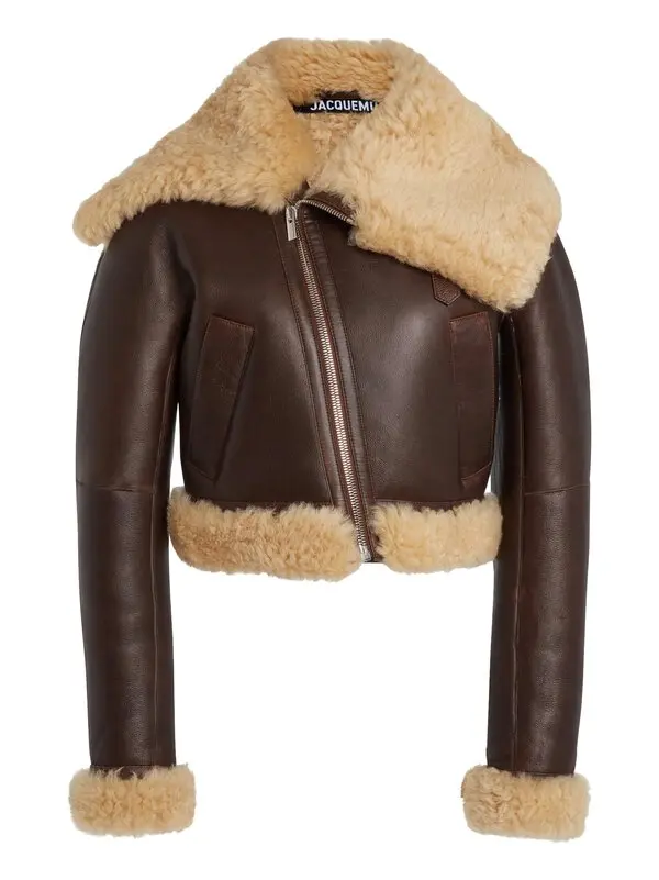 Jacquemus Aviator Shearling Jacket - Brown