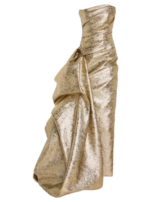 MARMAR HALIM Exclusive Draped Lamé Gown - Gold