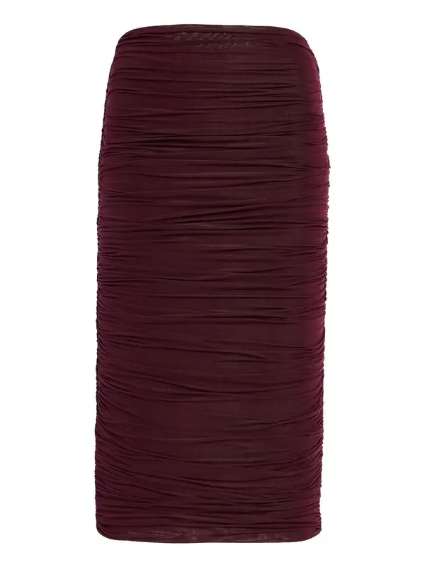 MAYGEL CORONEL Dasos Ruched Midi Skirt - Burgundy