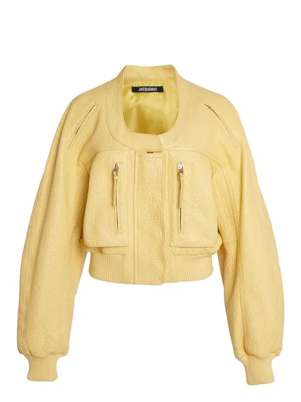 Jacquemus Tore Leather Blouson Top - Yellow