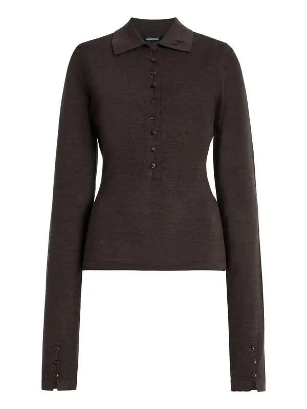 Jacquemus Wool-blend Polo Top - Brown