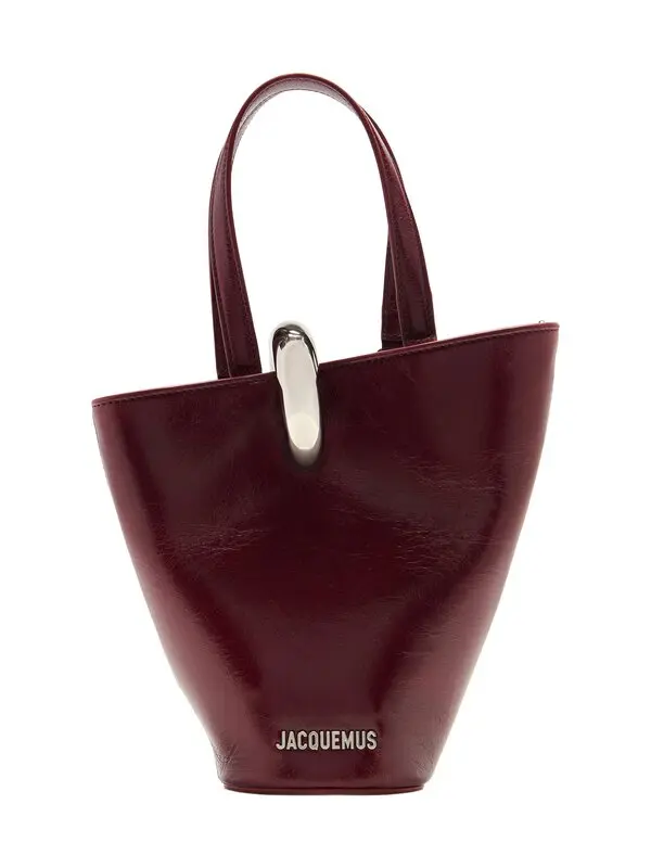 Jacquemus Small Leather Tote - Burgundy