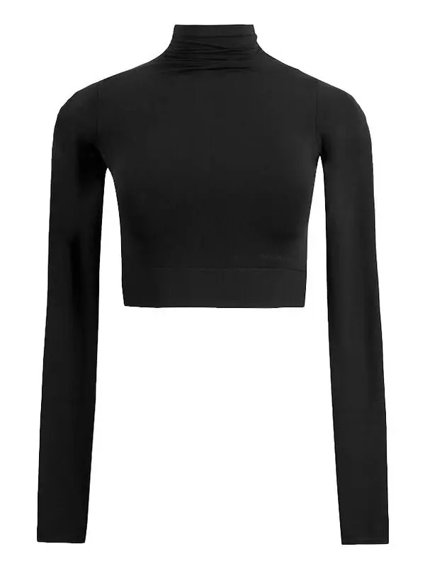 Balenciaga Cropped Turtleneck Top - Black