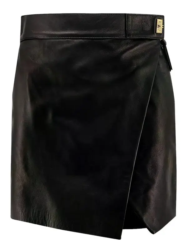 Elisabetta Franchi Zip-fastening Leather Wrap Skirt - Black