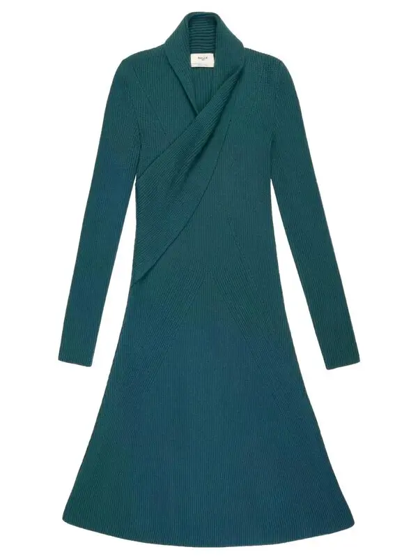 Bally Ribbed Wool A-line Dress - Green