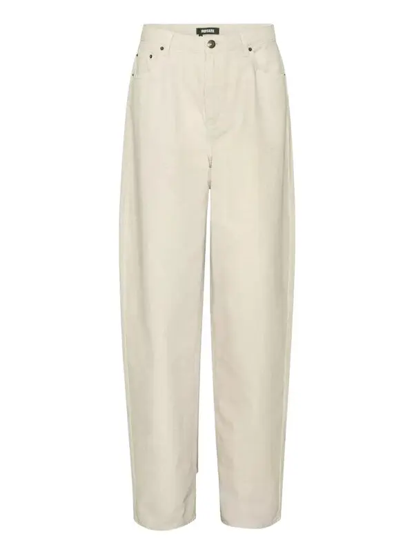 ROTATE BY BIRGER CHRISTENSEN R-embroidery Cotton Straight-leg Jeans - Neutrals