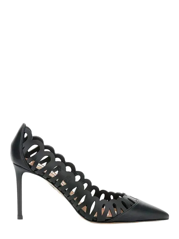 AQUAZZURA 85mm Perforated Leather Pumps - Black