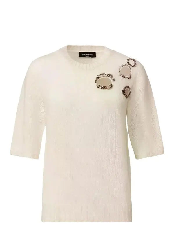 Fabiana Filippi Embellished Short-sleeved Sweater - Neutrals