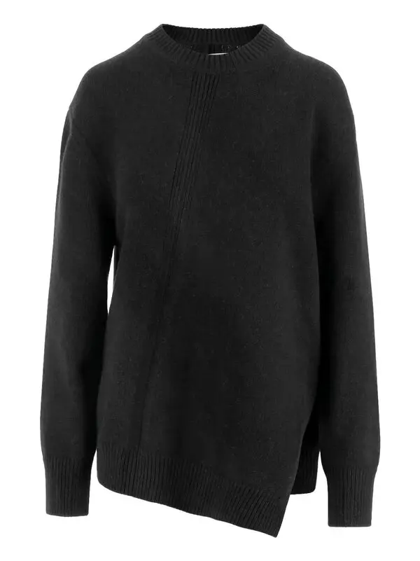JIL SANDER Asymmetrical Ribbed Sweater - Black