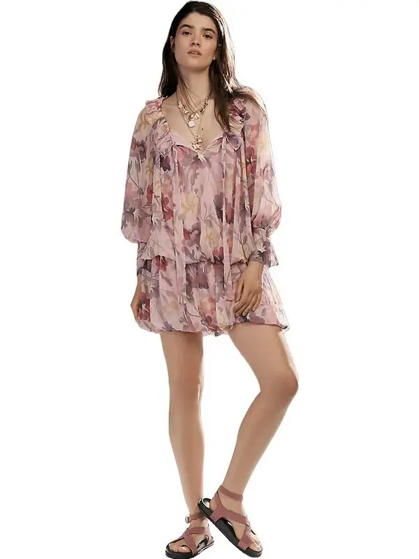 MARE MARE Long-sleeve Mini Dress - Pink Floral