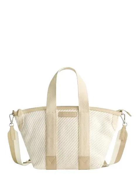 Tommy Bahama Woven Zip-top Tote - Tan/white