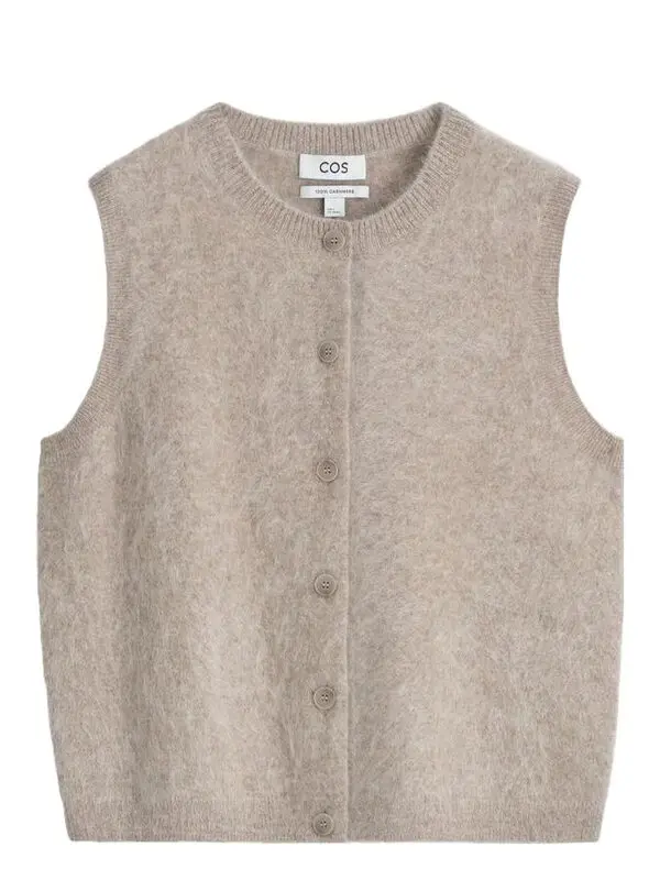 Cos Brushed Cashmere Button Vest - Beige