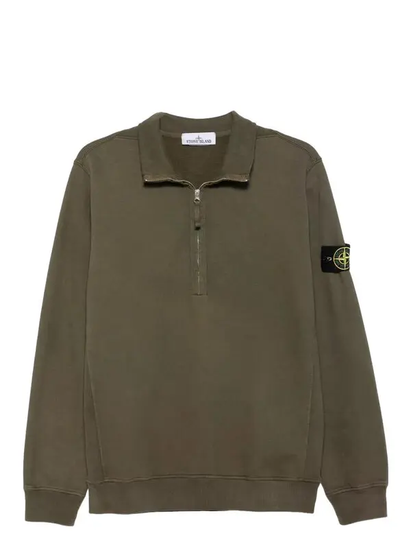 Stone Island Half-zip Patch-logo Sweater - Green