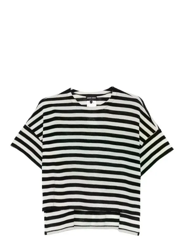 Giorgio Armani Striped Virgin-wool Top - Black