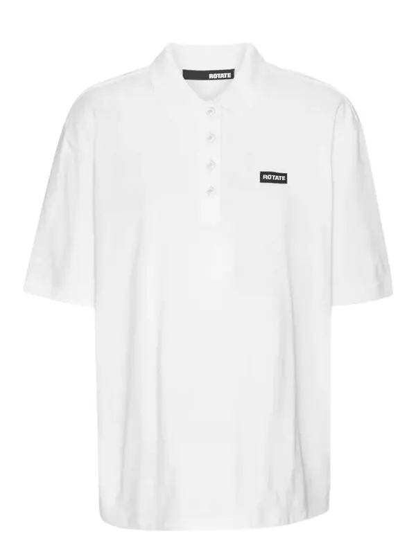 ROTATE BY BIRGER CHRISTENSEN Logo-plaque Cotton Polo Top - White
