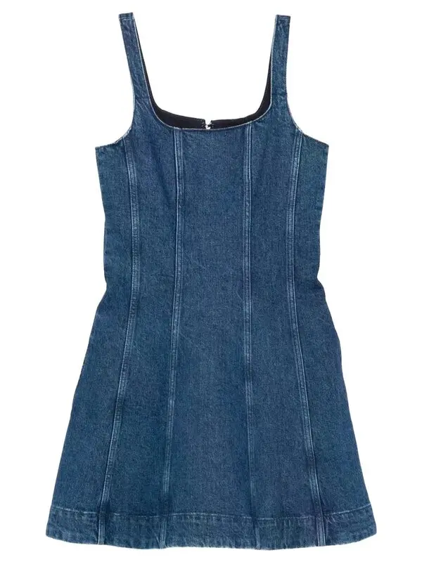 Maje Square-neck Denim Mini Dress - Blue