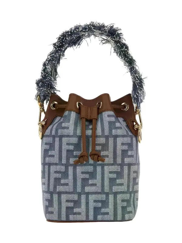 Fendi Mini Mon Tresor Ff Logo Bucket Bag - Blue